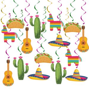 20pcs mexican fiesta hanging swirl decorations, mexican fiesta cinco de mayo party supplies, taco twosday birthday theme, taco party mexican fiesta ceiling hanging swirl decorations boys girls shower