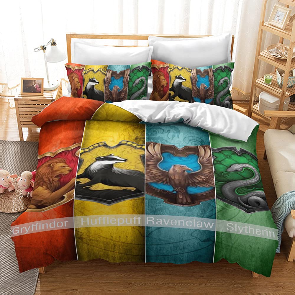 Bedding Duvet Cover Harry Potters Lightweight Decorative Modern Style Microfiber, Soft Microfiber Bedding Set, 1 Duvet Cover&2 Pillow Cases, No Comforter