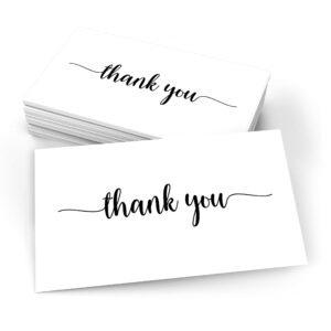 321done thank you note cards (set of 50) 3" x 5" blank on back - made in usa, cute modern script thick white cardstock, small