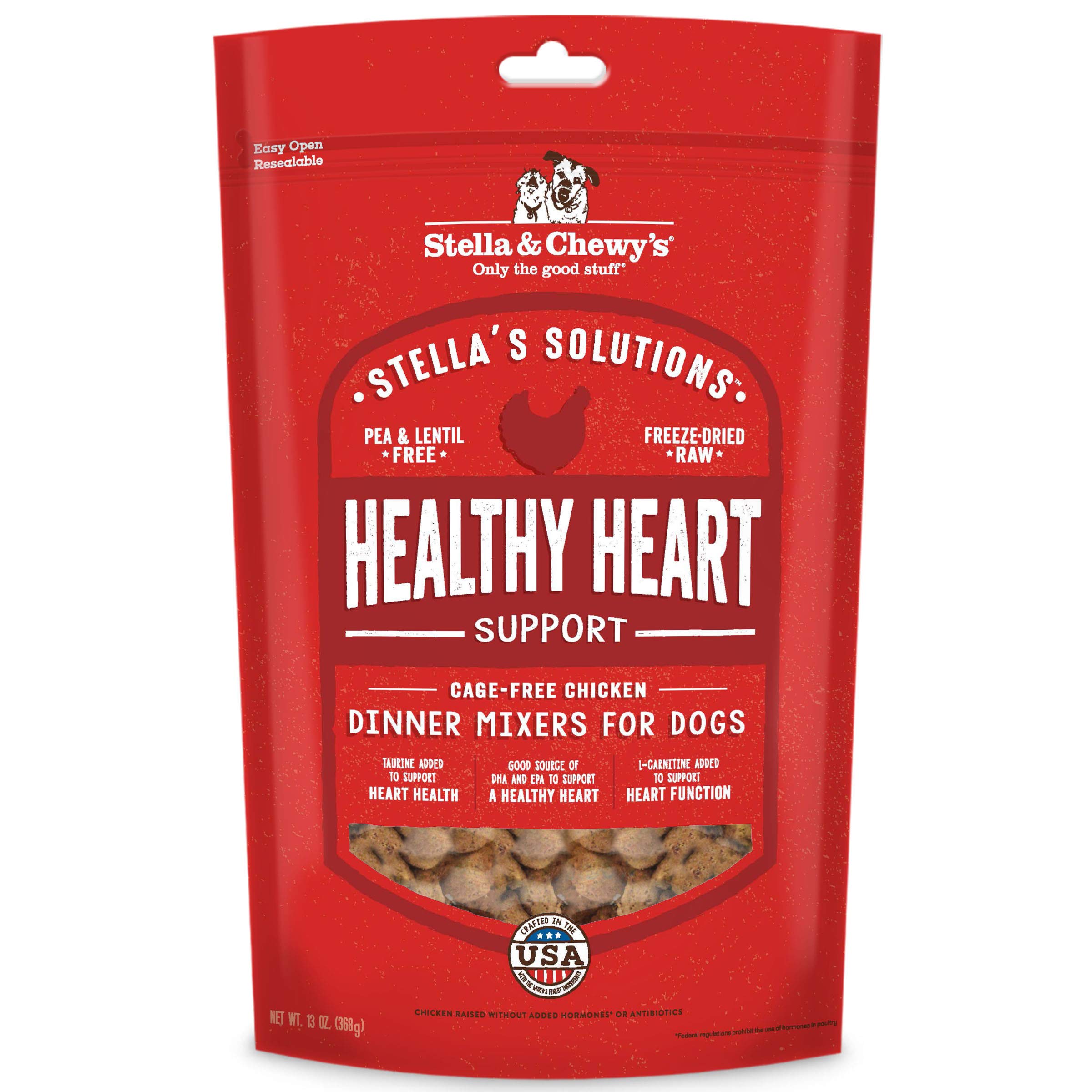 Stella & Chewy's – Stella’s Solutions Healthy Heart Support – Cage-Free Chicken Dinner Morsels – Freeze-Dried Raw, Protein Rich, Grain Free Dog Food – 13 oz Bag