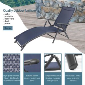 Tuoze Outdoor Chaise Lounge Chairs Patio Furniture Adjustable Folding Recliner Chair Set of 2 Foldable Tanning Chair Sunbathing for Pool, Beach, Yard, Balcony (Blue)