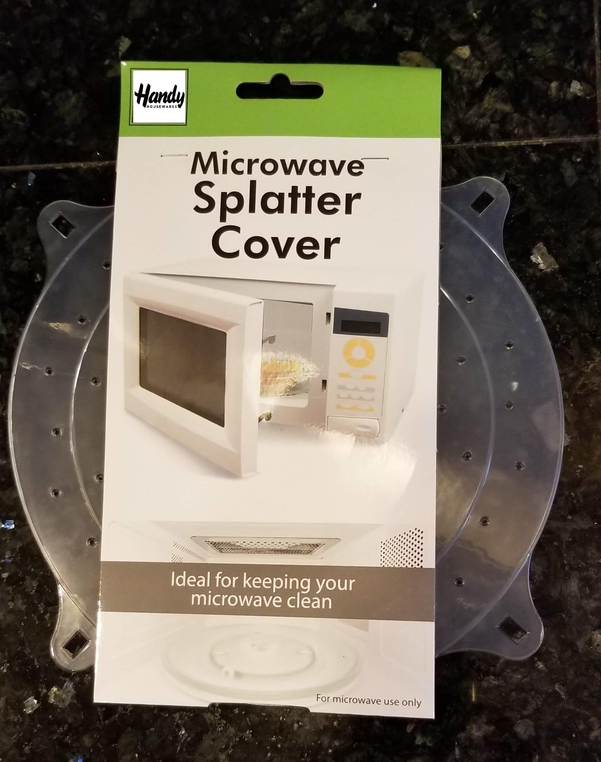 Handy Housewares 10" Round Vented Microwave Splatter Guard Food Bowl Cover - Helps Keep Your Microwave Clean (1-pack)