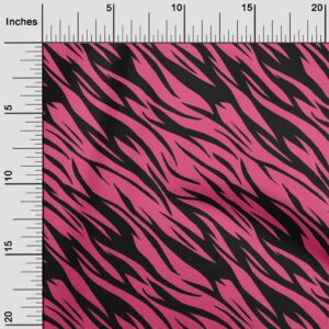 oneOone Cotton Poplin Dark Pink Fabric Tiger Animal Skin Craft Projects Decor Fabric Printed by The Yard 42 Inch Wide