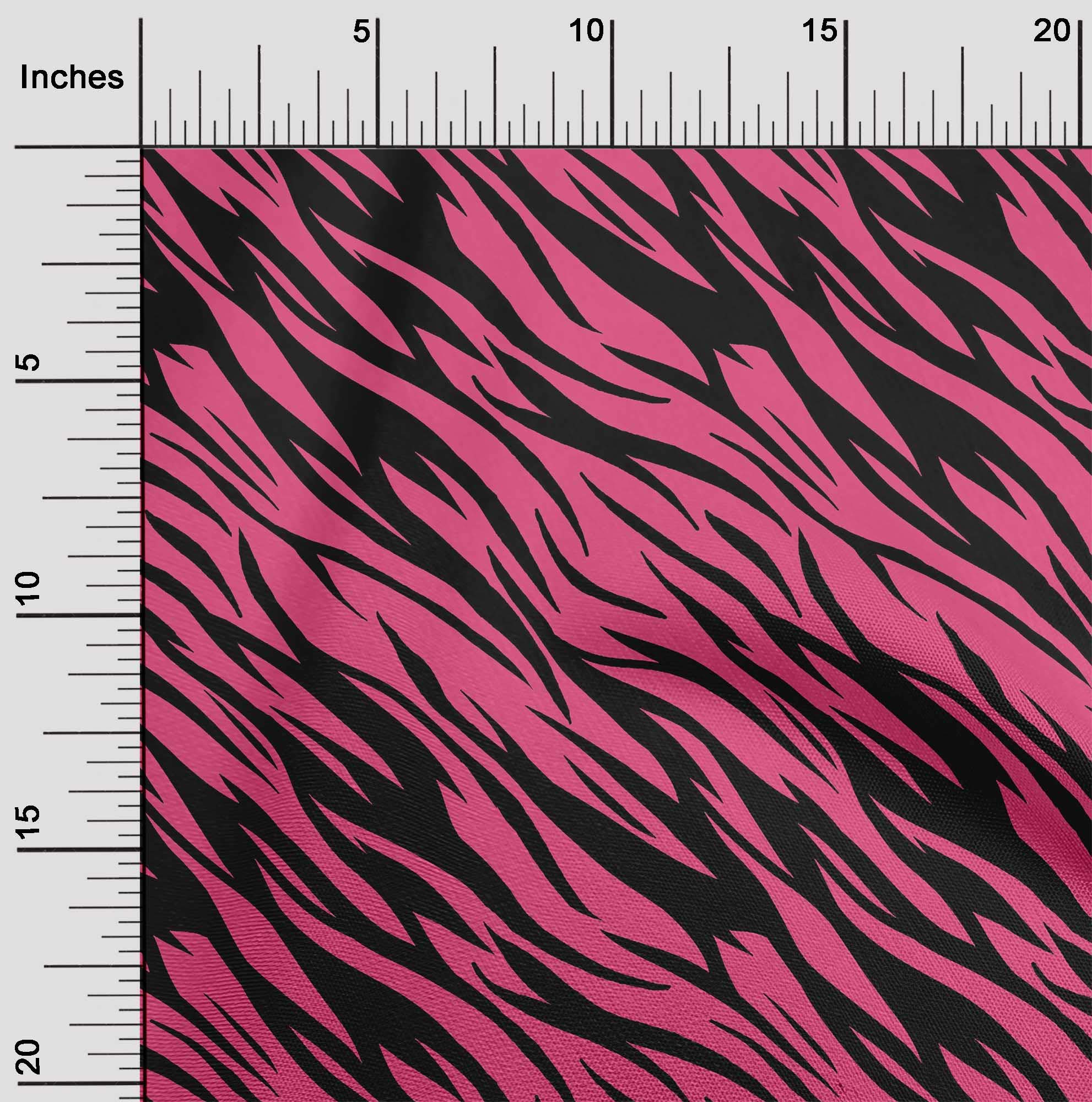 oneOone Cotton Poplin Dark Pink Fabric Tiger Animal Skin Craft Projects Decor Fabric Printed by The Yard 42 Inch Wide