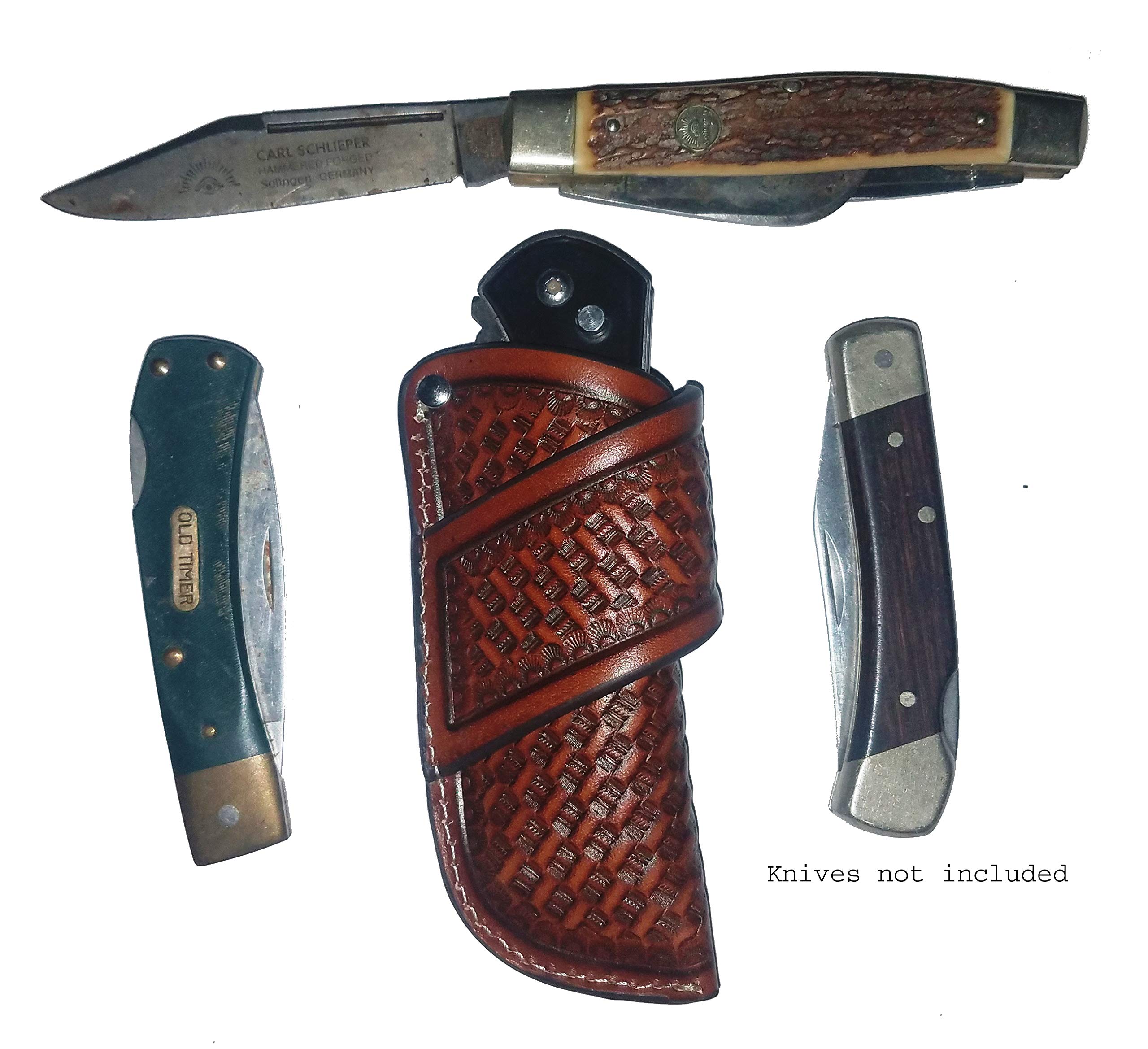 Custom Nocona Weave Gold Cross Side Draw Knife Sheath right side