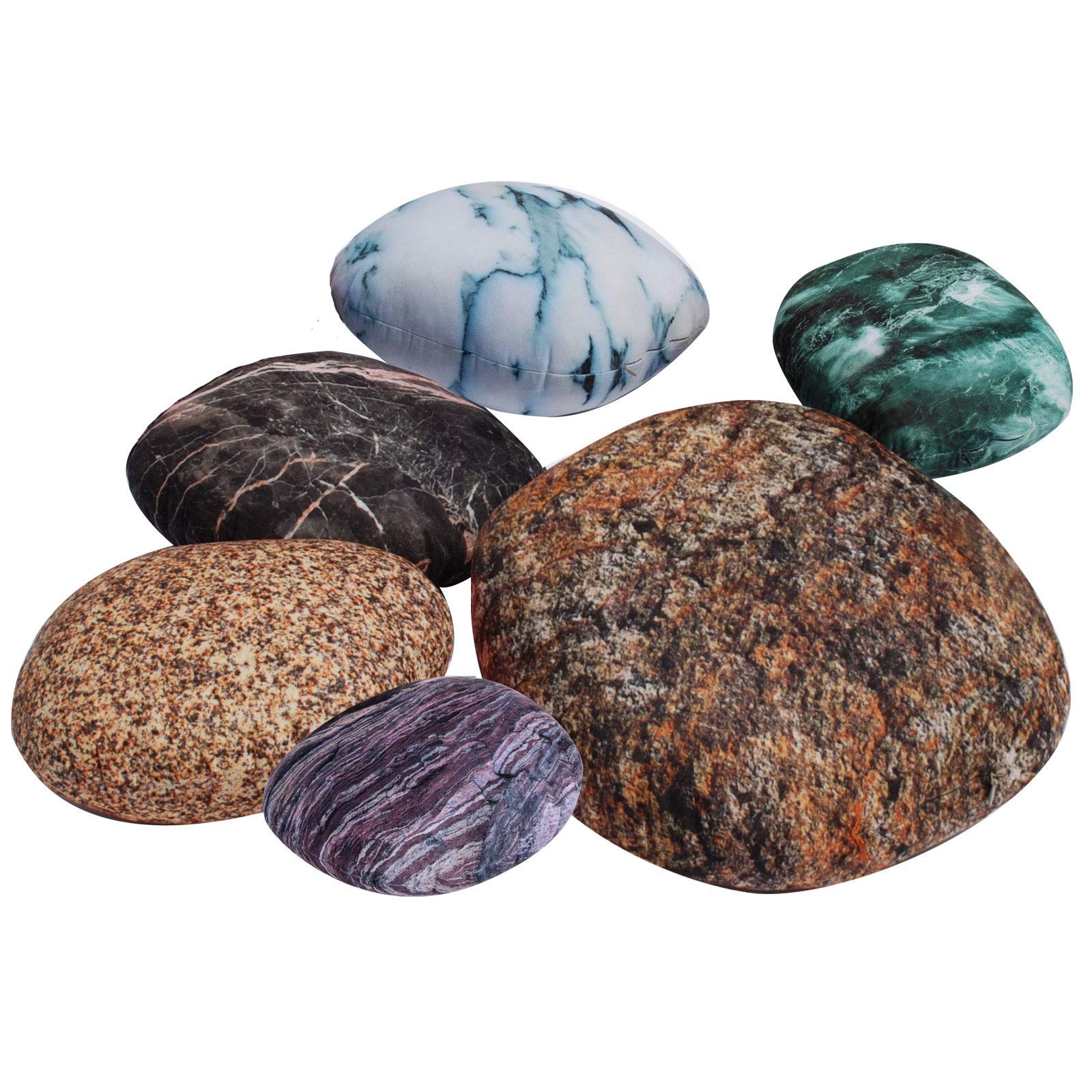 K Kackool 6-Piece Set Parlor Floor Cushion Cover Big pebbles Cushioncover Pillowcase With Colored Stones Kids Room Rock Toy Storage Pillow Case (random combination)