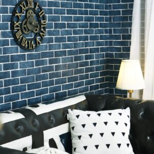 HeloHo 17.7" X 118" Blue Brick Wallpaper Peel and Stick Wallpaper Self-Adhesive Removable Wallpaper Brick 3D Textured Wallpaper for Kitchen Backsplash Living Room Bedroom Decor