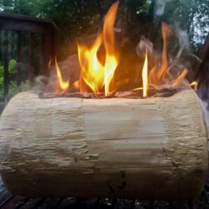 Timbertote TripleTorch One Log Campfire Fireplace Camping Cooking Camp Fire Wood Log with 3 Chimneys and Fire Start Stick