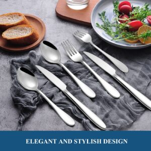 Silverware Set, 40-Piece Flatware Set, Wildone Stainless Steel Tableware Cutlery Set Service for 8, Include Dinner Knives/Forks/Spoons, Mirror Polished, Dishwasher Safe