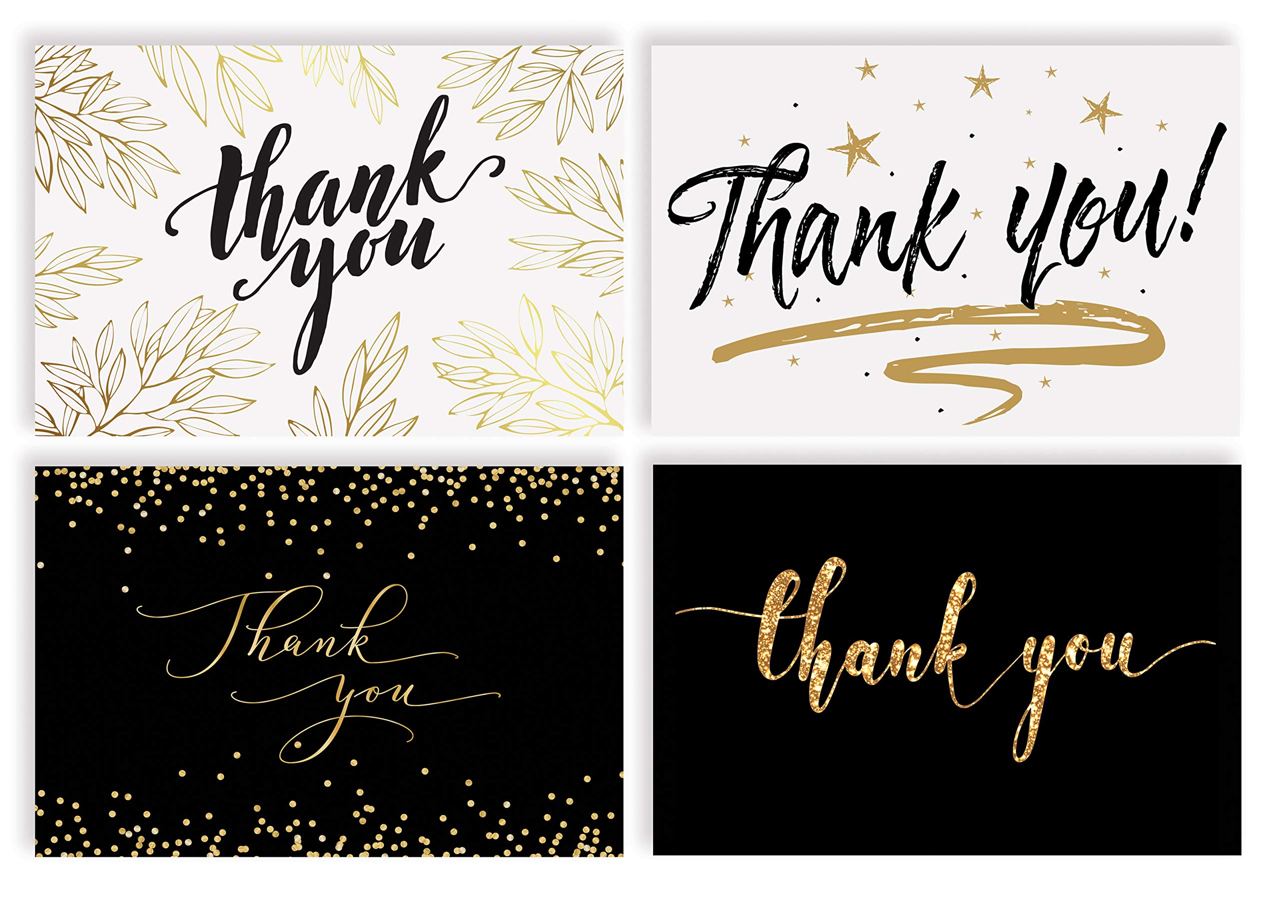 Better Office Products Thank You Cards with Envelopes (100 Pack), 4 x 6 inch, 4 Cover Designs, Blank Inside, All Occasions, Baby Showers, Graduation, and Weddings, Elegant Collection, 100 Pack