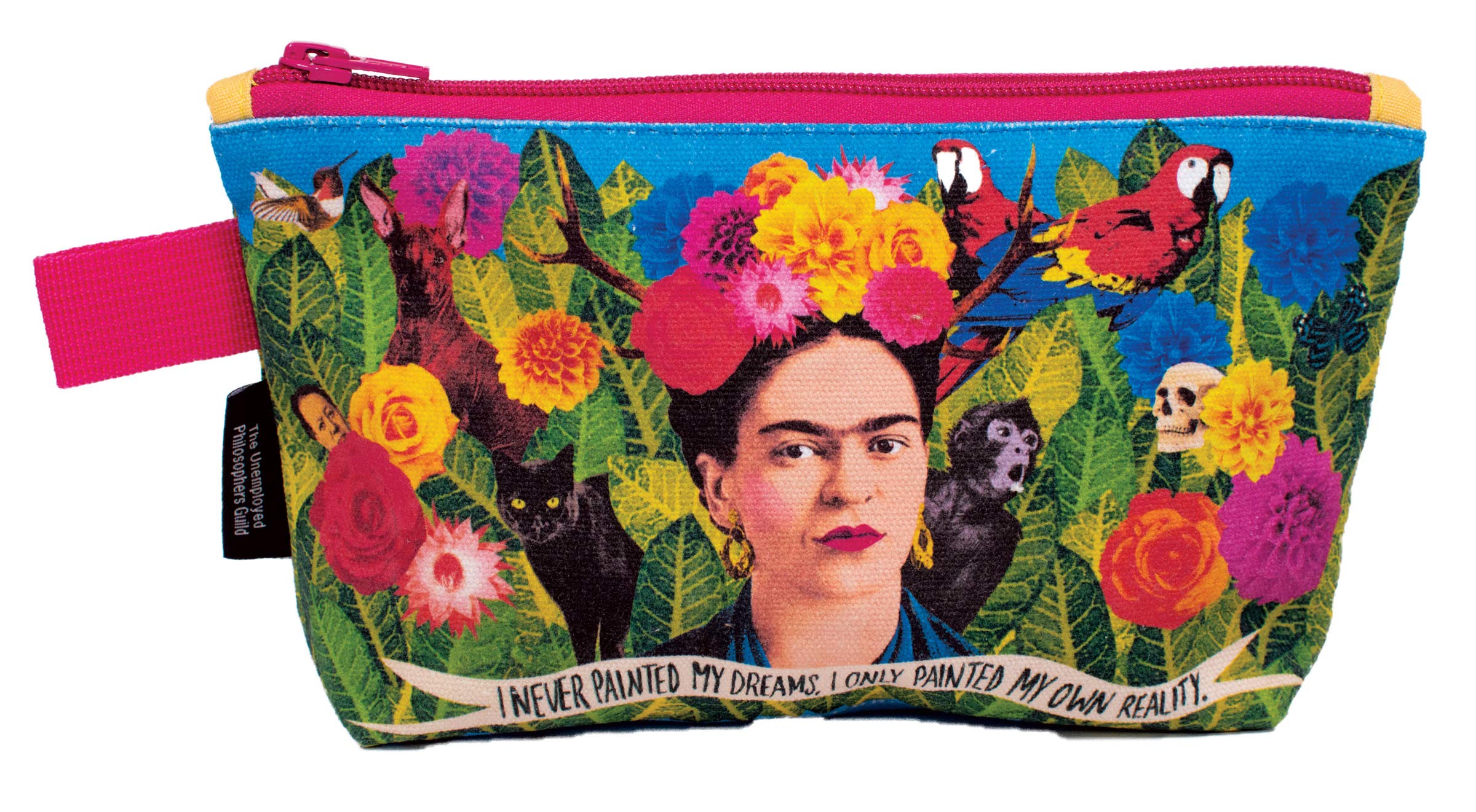 The Unemployed Philosophers Guild Frida Kahlo Bag - 9" Canvas Art Themed Zipper Pouch for Pencils, Tools, Cosmetics, Toiletries and More