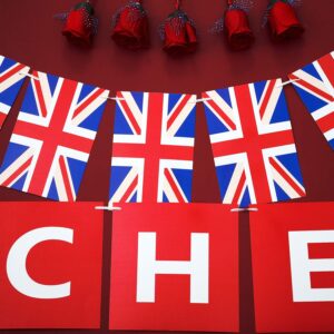 2 Pieces British Party Garland Cheers British Banner Garland UK Flag Pennant Banner for Hanging Coronation Union Jack Party Decoration