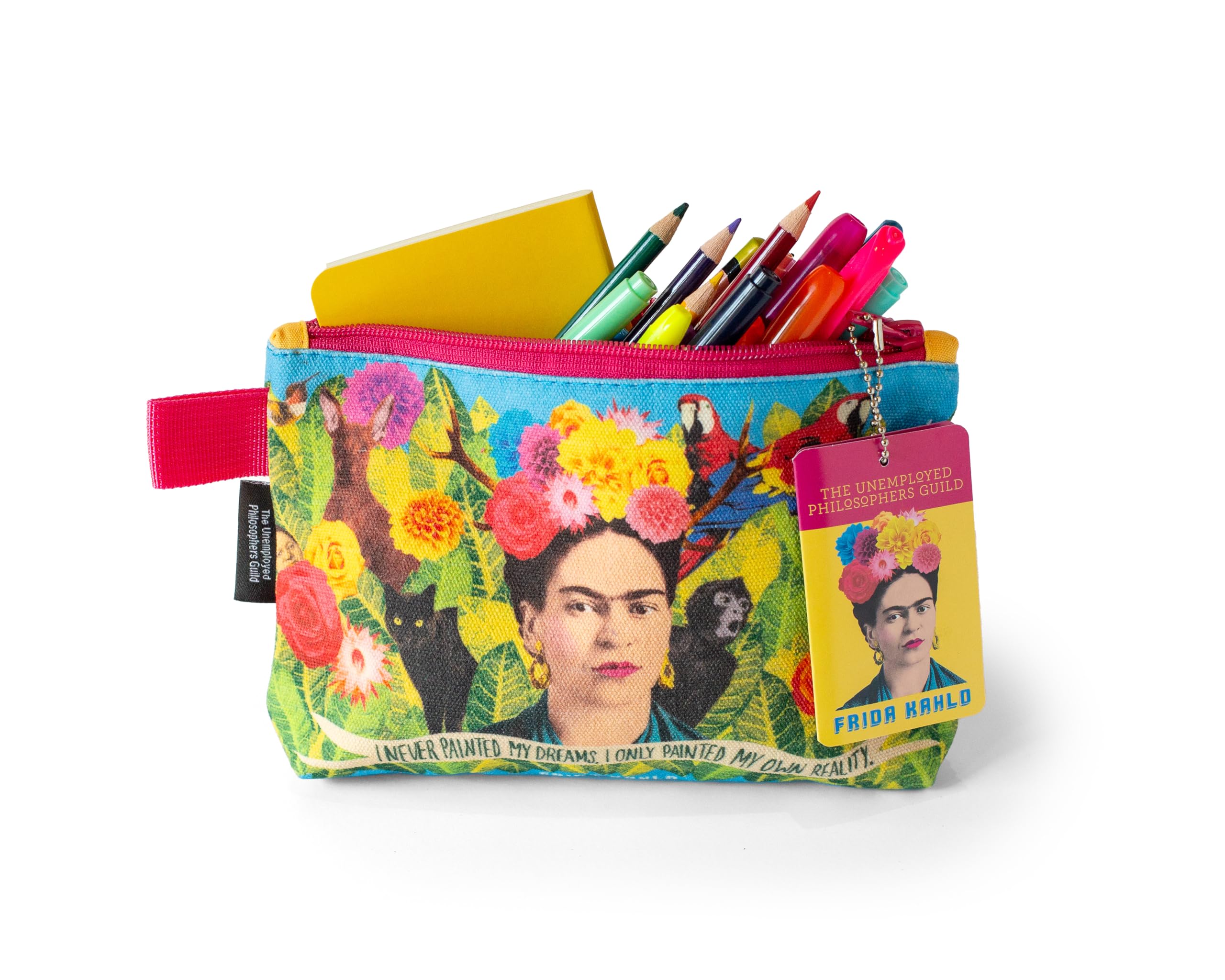 The Unemployed Philosophers Guild Frida Kahlo Bag - 9" Canvas Art Themed Zipper Pouch for Pencils, Tools, Cosmetics, Toiletries and More