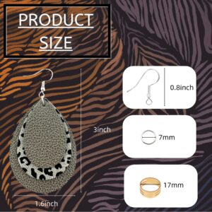 AOUXSEEM 181 Pcs Faux Leather Earrings DIY Making Kit, Contains 60 Pre Cut Metallic Vinyl and Leopard Printed Fabric Earring Pieces,60 Earring Hooks 60 Jump Rings 1 Jump Ring Opener