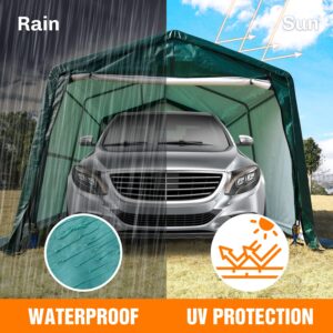 Wonline Carport Auto Shelter 10x10x8ft Portable Outdoor Car Garage Storage Shed Canopy for Cars Green