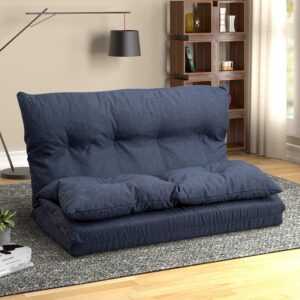 harper & bright designs floor sofa adjustable lazy sofa bed, foldable mattress futon couch bed, navy blue