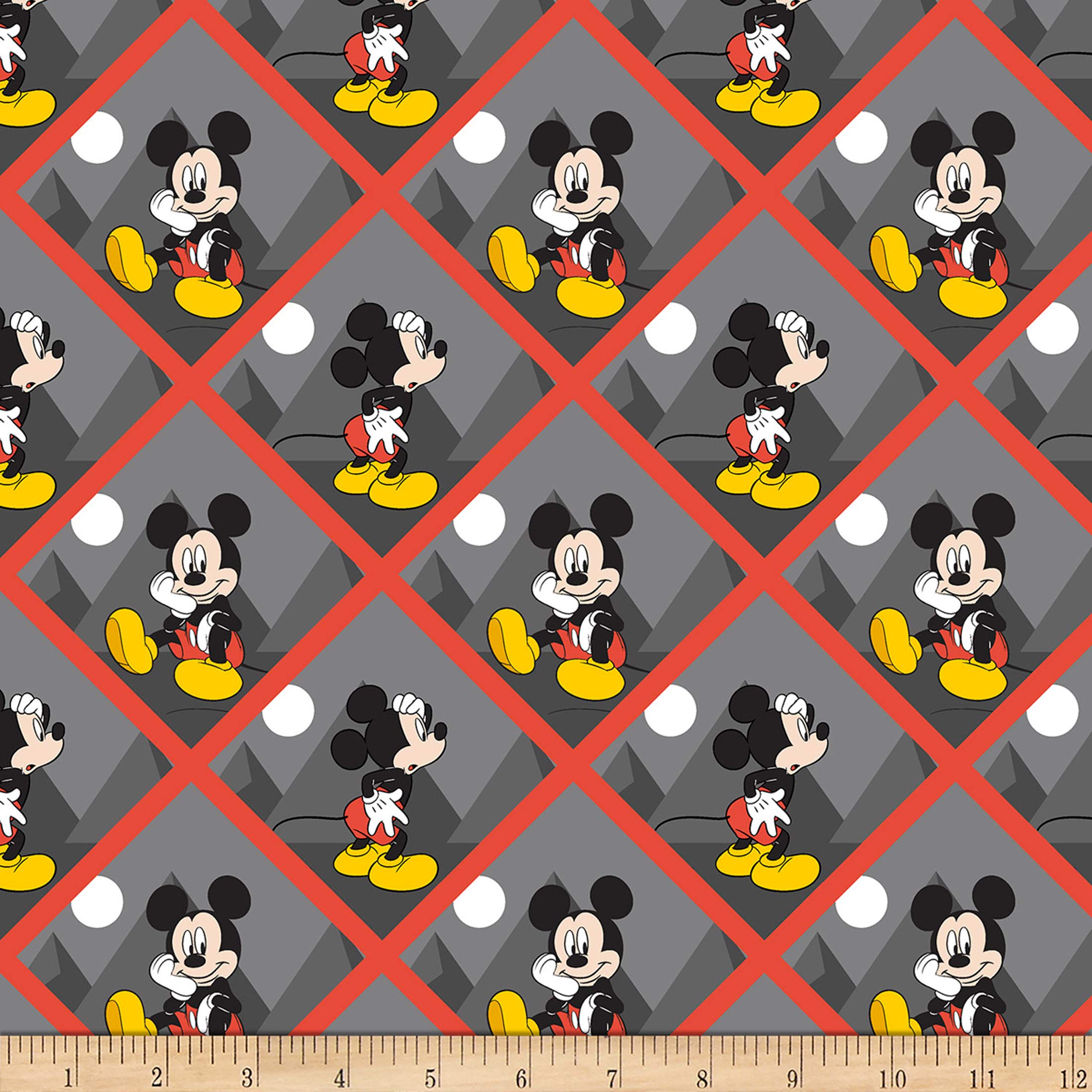 Disney Mickey Tile Black Quilt Fabric, Model: 0725060