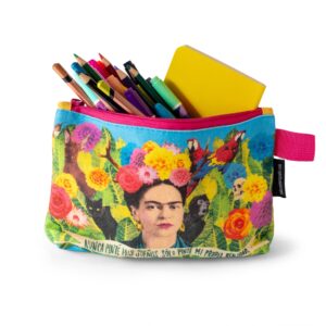 The Unemployed Philosophers Guild Frida Kahlo Bag - 9" Canvas Art Themed Zipper Pouch for Pencils, Tools, Cosmetics, Toiletries and More