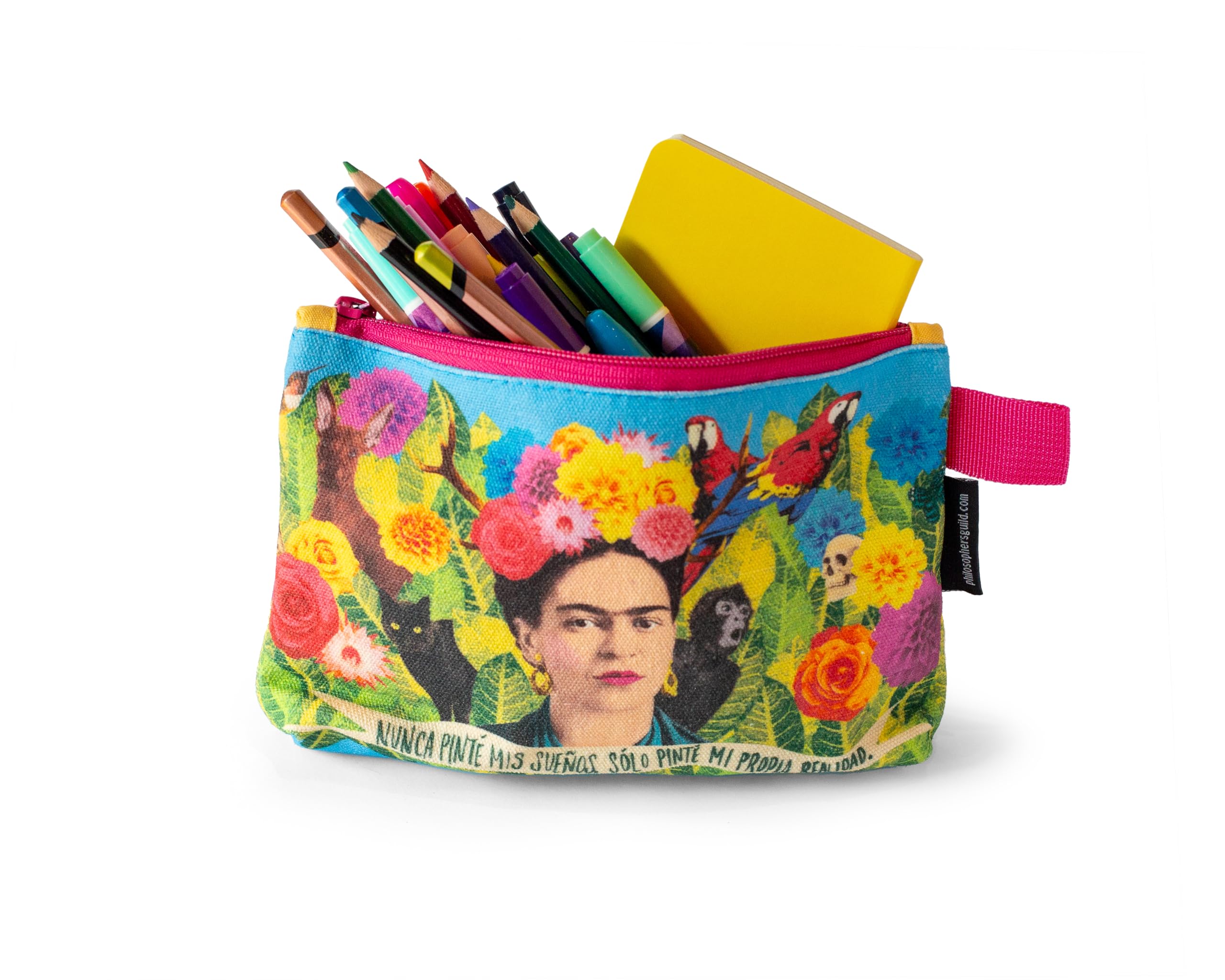 The Unemployed Philosophers Guild Frida Kahlo Bag - 9" Canvas Art Themed Zipper Pouch for Pencils, Tools, Cosmetics, Toiletries and More