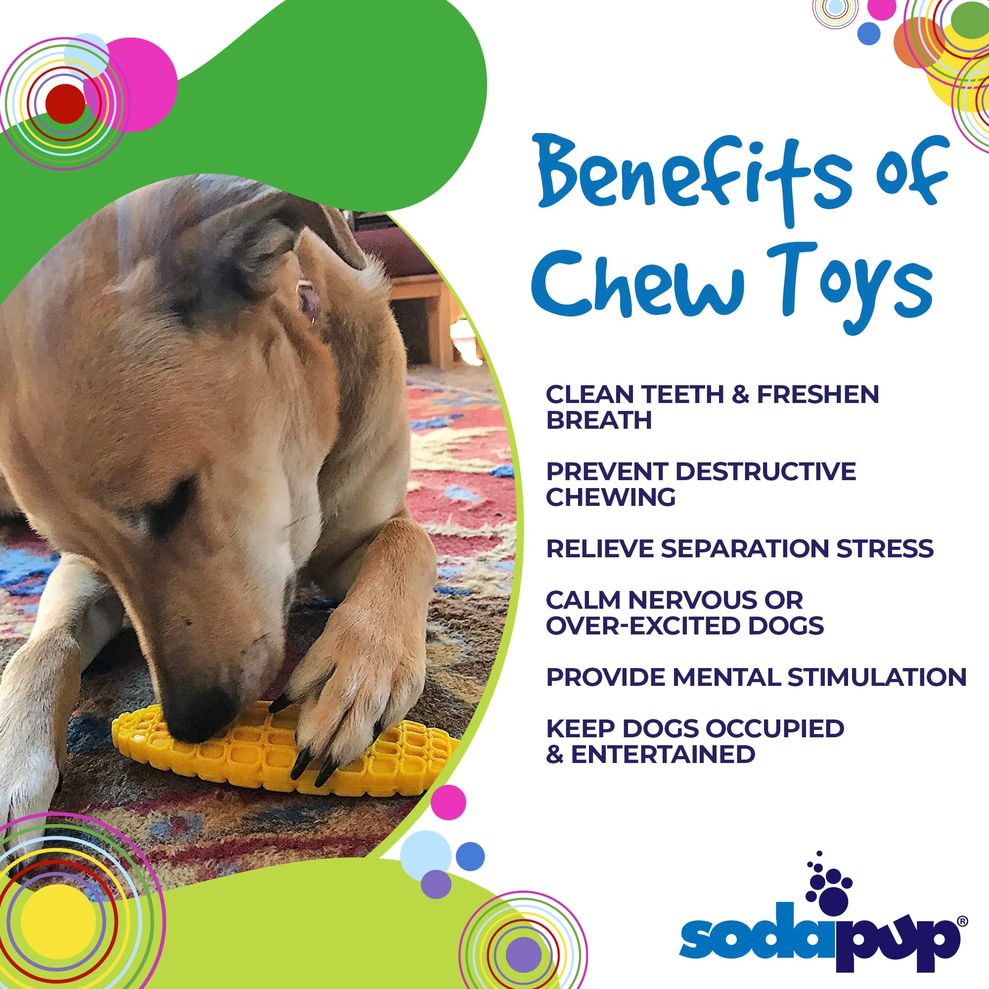 SodaPup Corn on The Cob – Durable Dog Chew Toy Made in USA from Non-Toxic, Pet Safe, Food Safe Nylon Material for Mental Stimulation, Clean Teeth, Fresh Breath, Problem Chewing, Calming Nerves & More