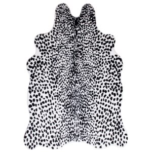 MustMat Faux Animal Rug Black and White Leopard Print Rugs for Living Room Approx 4.5'x6.2'