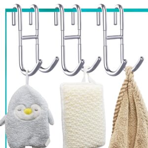 naceture over shower door hooks (3 pack) towel hooks towel hanger for bathroom no drill frameless glass –stainless steel bar holder, shower squeegee rack, glass robe hook for organize (clear 3 pack)