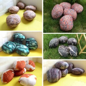 K Kackool 6-Piece Set Parlor Floor Cushion Cover Big pebbles Cushioncover Pillowcase With Colored Stones Kids Room Rock Toy Storage Pillow Case (random combination)