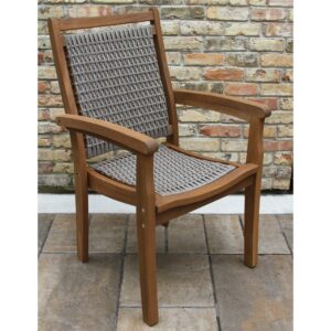 driftwood grey wicker and eucalyptus stacking chair brown traditional stained