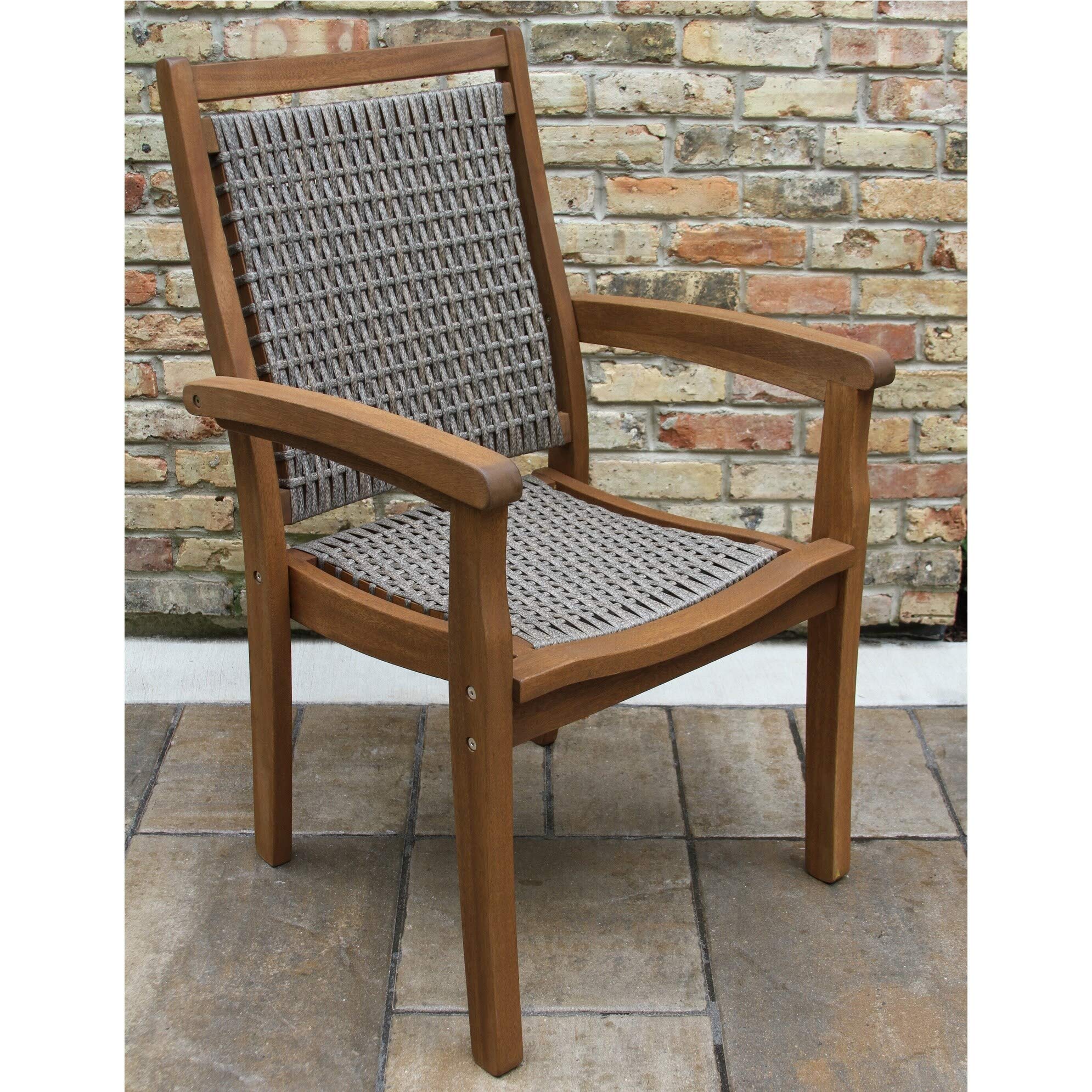 Driftwood Grey Wicker and Eucalyptus Stacking Chair Brown Traditional Stained