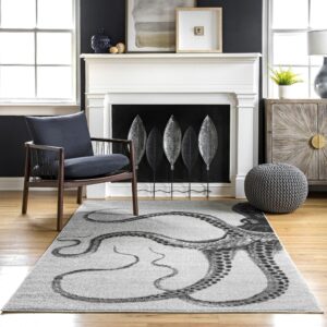 nuloom adrienne octopus area rug, 5x8, grey