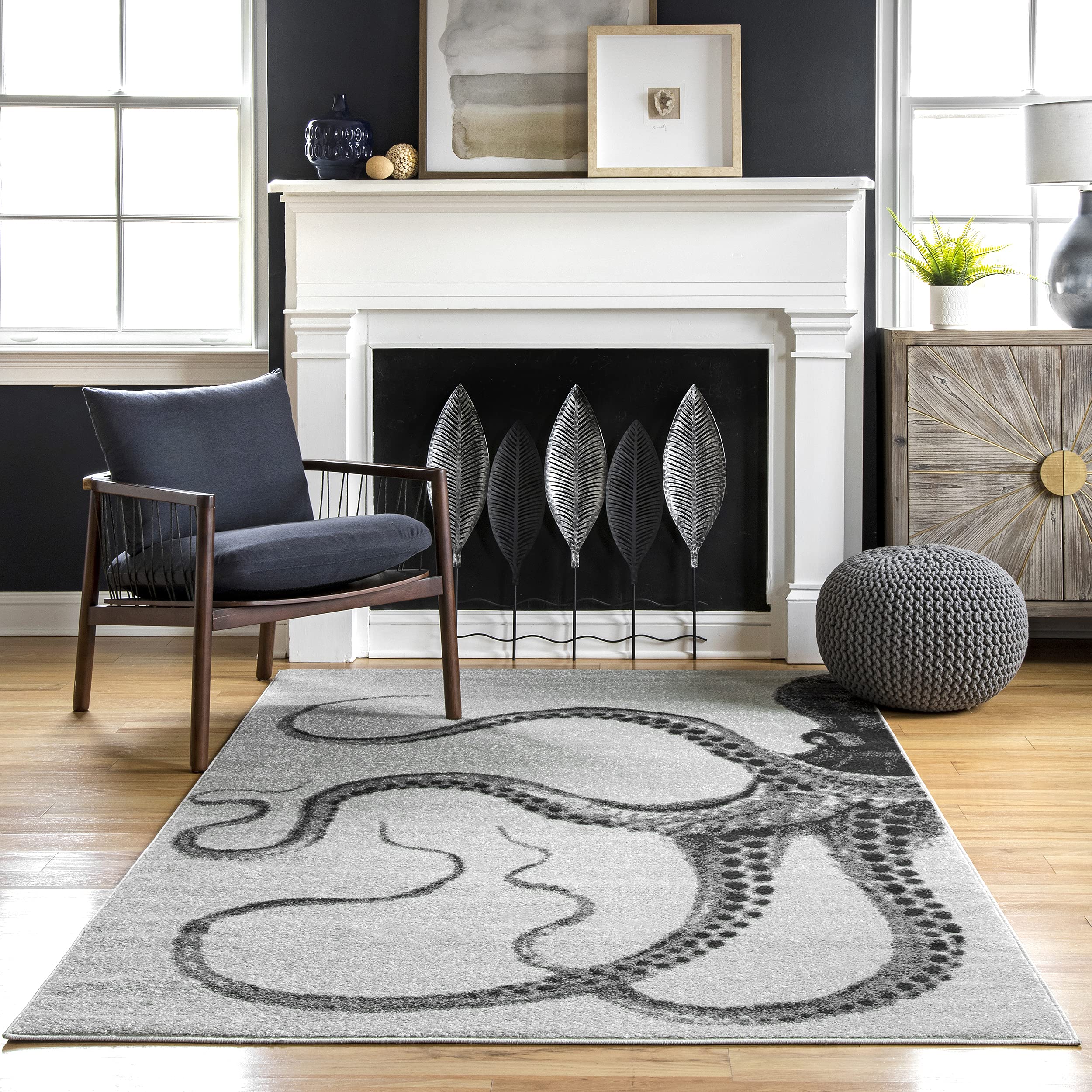 nuLOOM Adrienne Octopus Area Rug, 5x8, Grey