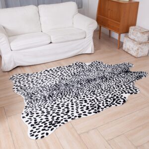 MustMat Faux Animal Rug Black and White Leopard Print Rugs for Living Room Approx 4.5'x6.2'