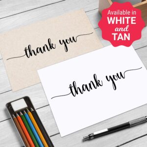 321Done Thank You Note Cards (Set of 50) 3" x 5" Blank on Back - Made in USA, Cute Modern Script Thick White Cardstock, Small