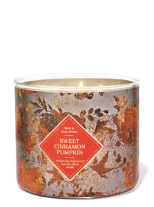 bath and body works 3 wick candle sweet cinnamon pumpkin scented candle