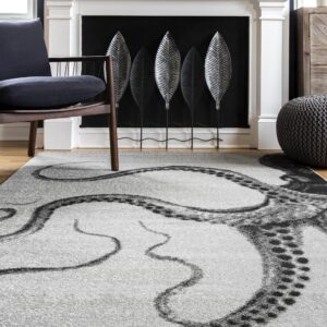 nuLOOM Adrienne Octopus Area Rug, 5x8, Grey