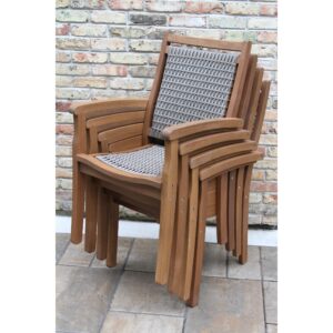 Driftwood Grey Wicker and Eucalyptus Stacking Chair Brown Traditional Stained