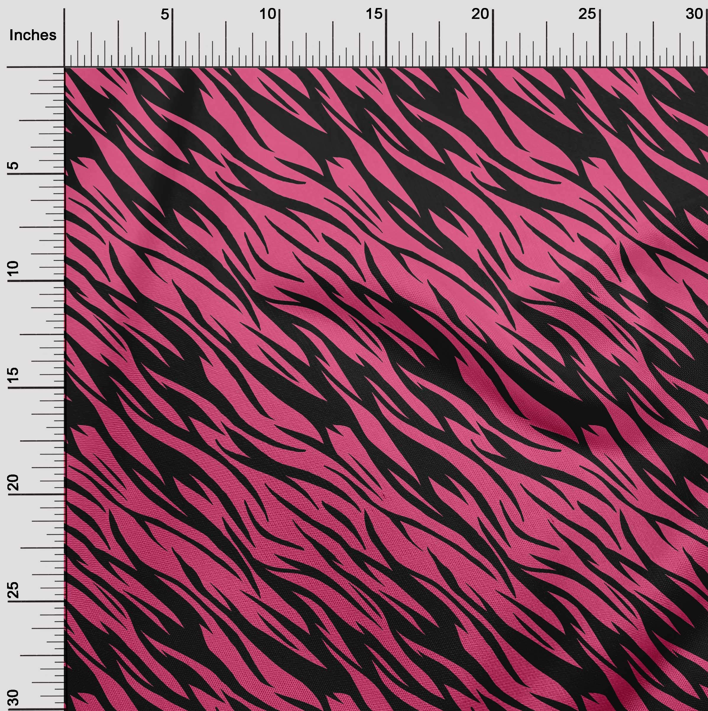 oneOone Cotton Poplin Dark Pink Fabric Tiger Animal Skin Craft Projects Decor Fabric Printed by The Yard 42 Inch Wide