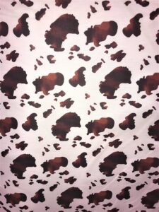 sal tex fabrics, cow animal poly cotton print fabric, sells by the yard, black or brown (white/brown)