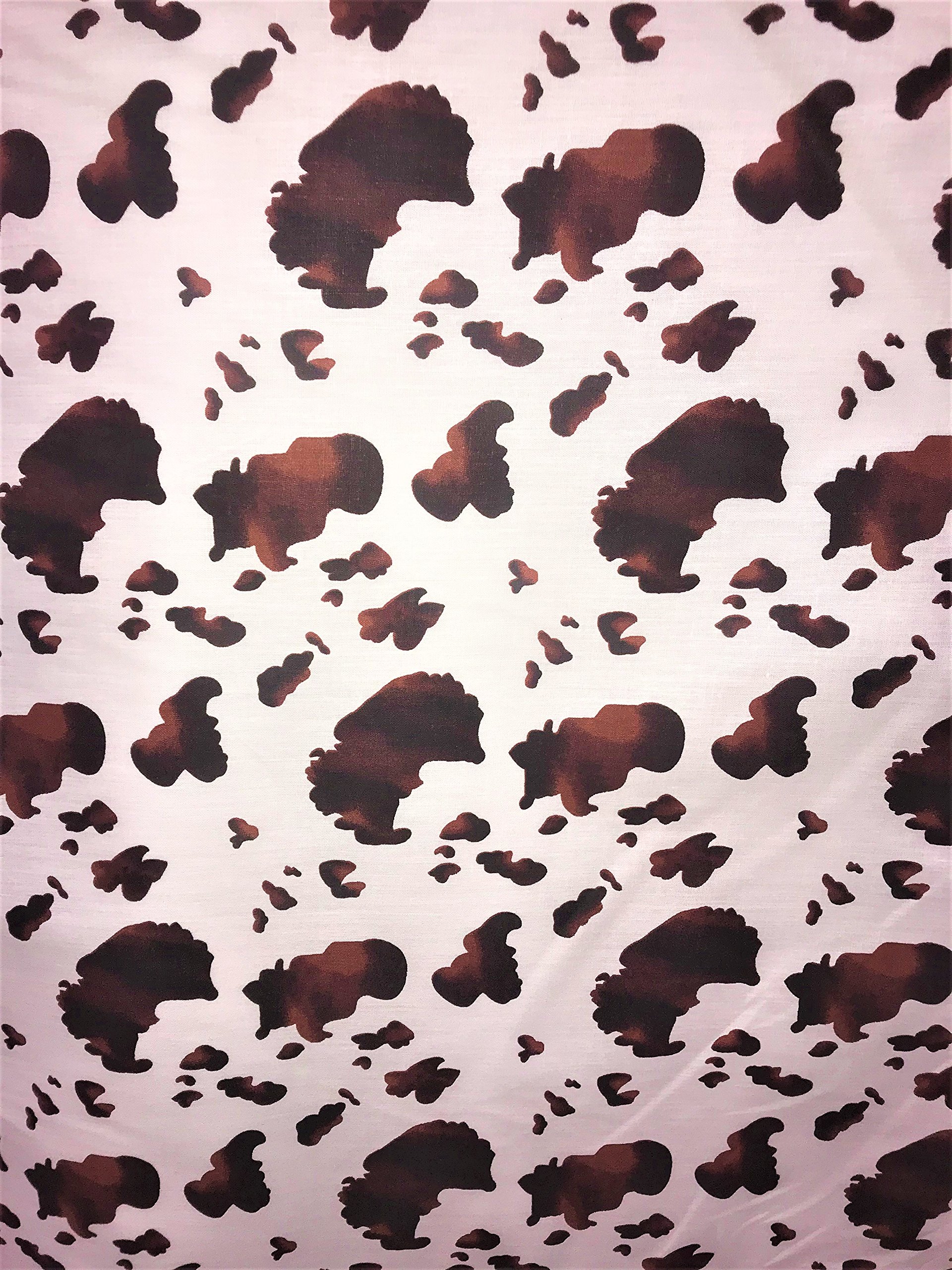 Sal Tex Fabrics, Cow Animal Poly Cotton Print Fabric, Sells by The Yard, Black or Brown (White/Brown)