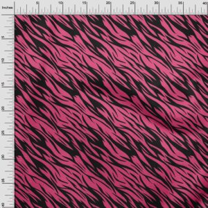 oneOone Cotton Poplin Dark Pink Fabric Tiger Animal Skin Craft Projects Decor Fabric Printed by The Yard 42 Inch Wide