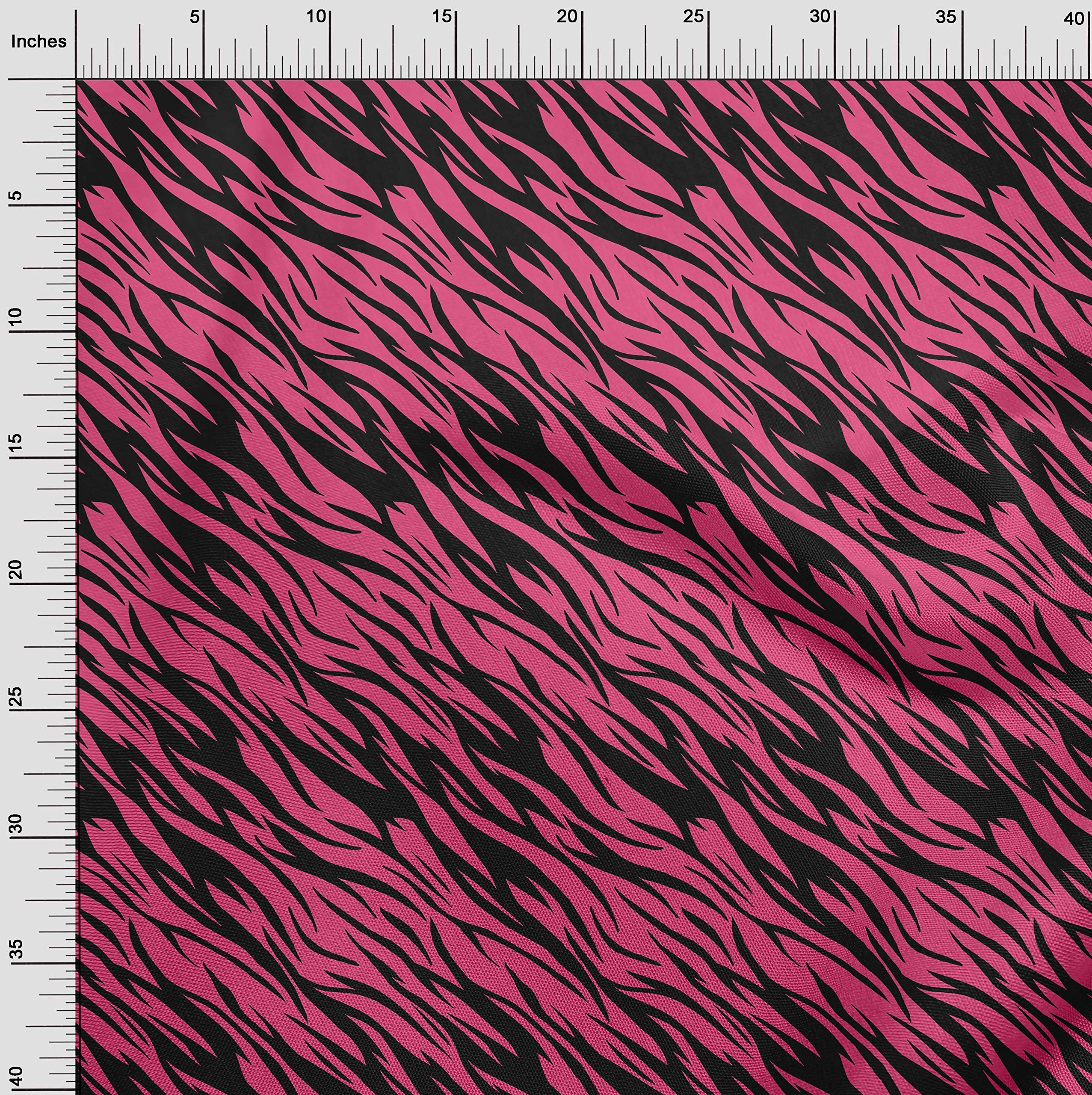 oneOone Cotton Poplin Dark Pink Fabric Tiger Animal Skin Craft Projects Decor Fabric Printed by The Yard 42 Inch Wide