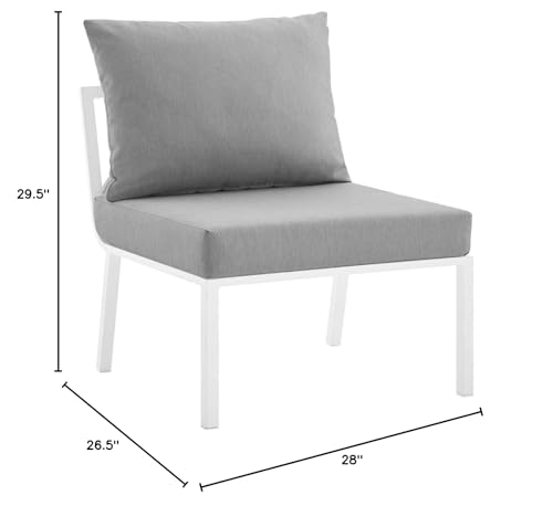 Modway EEI-3567-WHI-GRY Riverside Armless Chair, White Gray 29.5 x 26.5 x 28