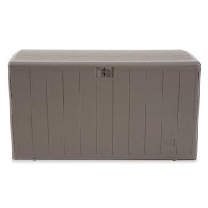 Plastic Development Group 130 Gallon Multipurpose Outdoor Backyard Patio Storage Deck Box Container with Soft Close Lid, Gray