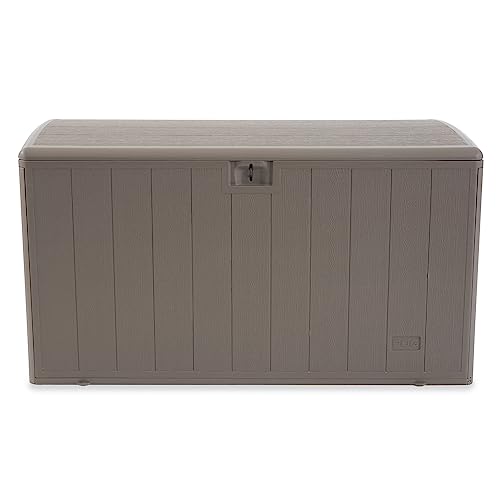 Plastic Development Group 130 Gallon Multipurpose Outdoor Backyard Patio Storage Deck Box Container with Soft Close Lid, Gray