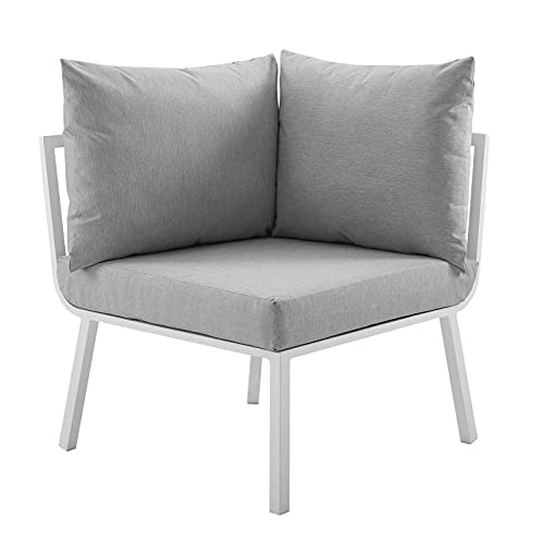 Modway Riverside Outdoor Furniture, Corner Chair, White Gray