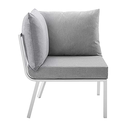 Modway Riverside Outdoor Furniture, Corner Chair, White Gray