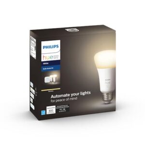 Philips Hue 2-Pack White A19 Dimmable Smart Bulb Starter Kit with Hub (Voice Compatible with Amazon Alexa, Apple Homekit and Google Home), 9.5W