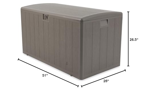 Plastic Development Group 130 Gallon Multipurpose Outdoor Backyard Patio Storage Deck Box Container with Soft Close Lid, Gray