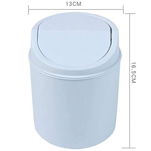 Emivery Plastic Tiny Trash Can with Swing Lid Desktop Mini Trash Can, Blue