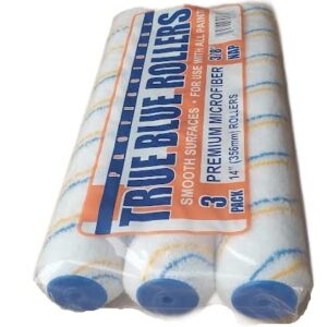 True Blue 14" Professional Paint Roller Covers, 14 Inch, Best for All Types of Painting Surfaces, Refill Bulk Pack (3, 1/2" Nap)